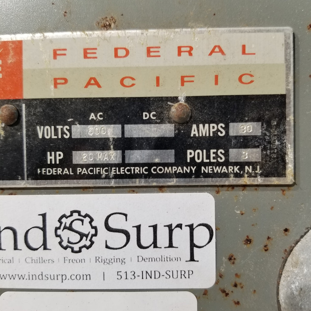 Federal Pacific Disconnect 30 Amp 600 Volt – IndSurp