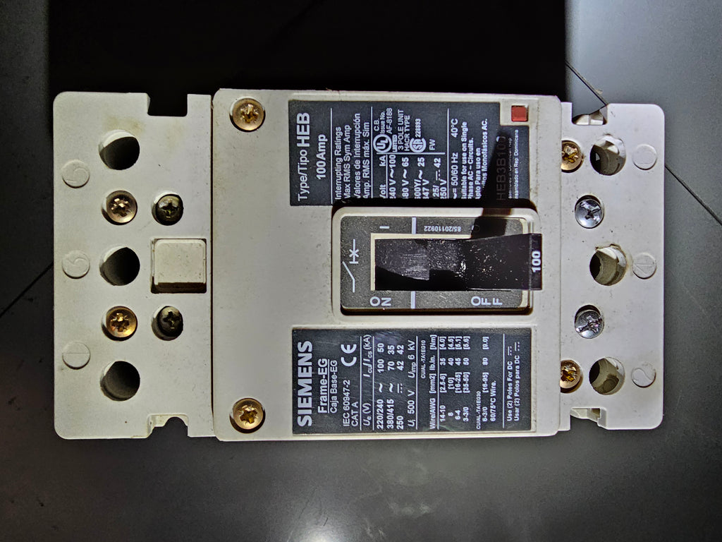 Siemens EHB Circuit Breaker 100 Amp 240/480 Volt 3 Pole – IndSurp