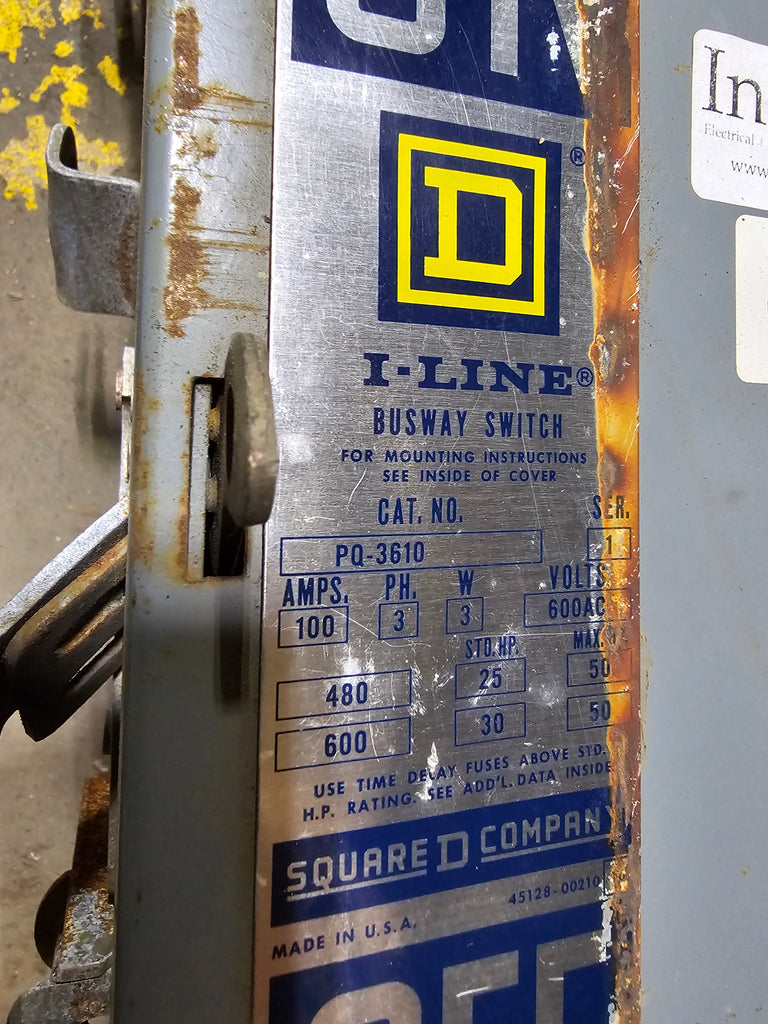 Square D I-Line Busway switch 100 Amp 600 Volt 3 Phase 3 Wire Cat#PQ-3 ...