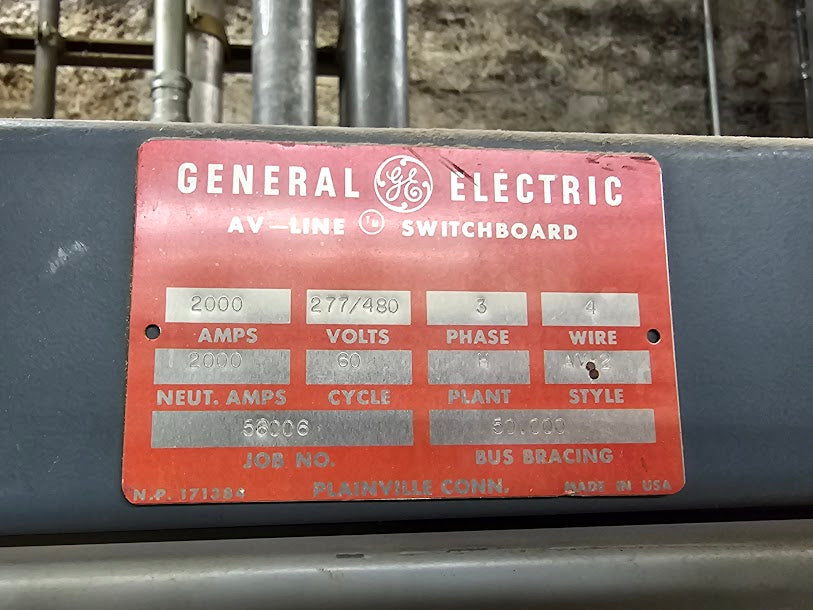GE AV-Line Switchboard 2000 Amp 277/480 Volt 3 Phase 4 Wire – IndSurp