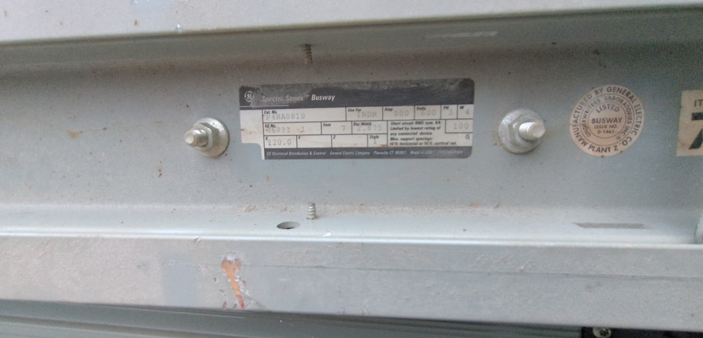GE Busway 800 Amp 600 Volt 3 Phase 4 wire Cat# P4HA0810 – IndSurp