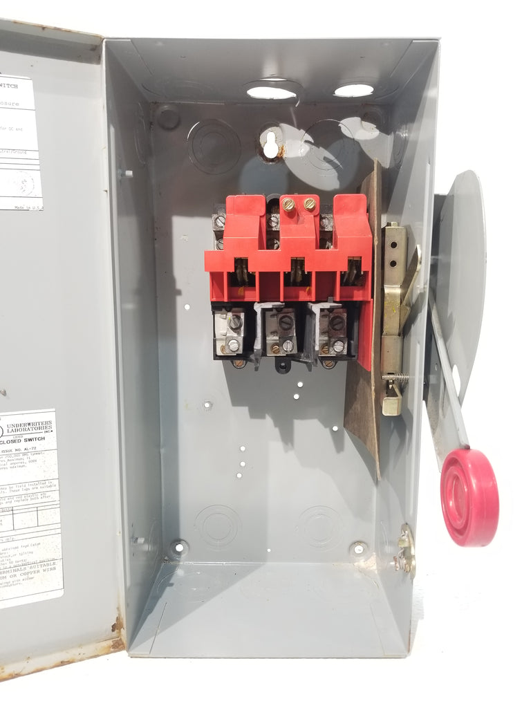 CH/EATON Disconnect 30 Amp 600 VAC 250 VDC 3 Pole Type 1 Enclosure ...