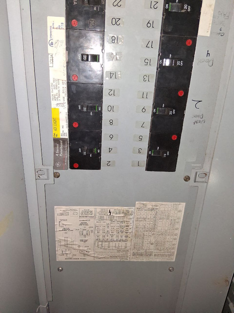 GE 225 Amp Panel With Breakers 480?277 Volt 3 Phase 4 Wire Cat# AEF330 ...