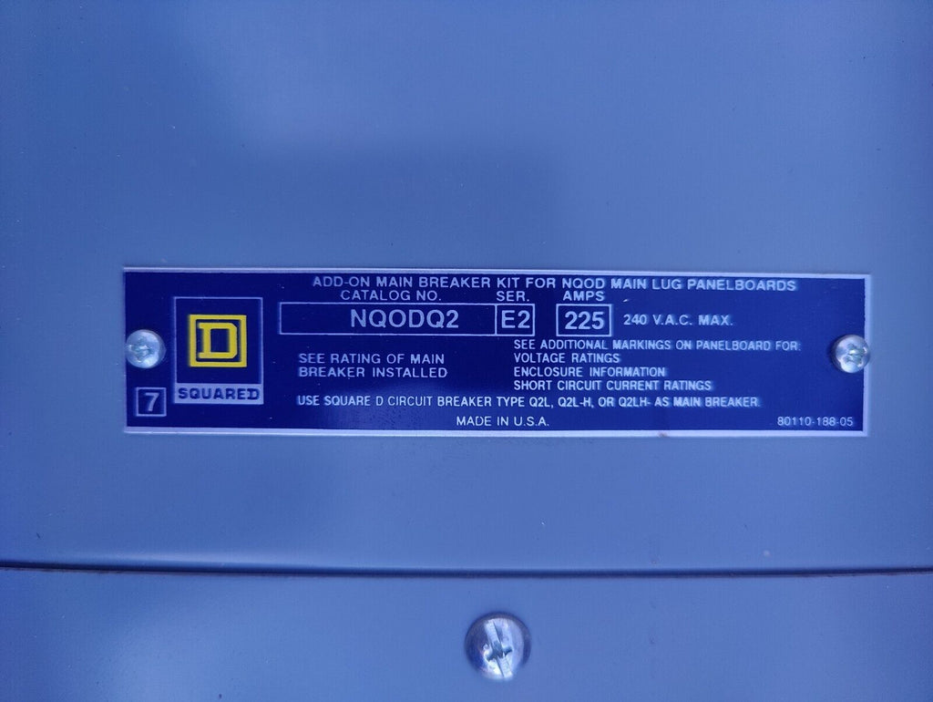 Square D NQOD Panel 225 Amp Main & Breakers 208Y/120 Volt 240 Volt QO ...