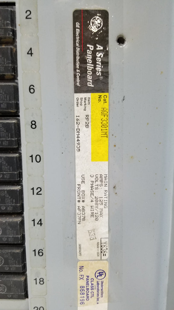 GE Panel With Breakers ! 125 Amp 208Y/120 Volt 3 Phase 4 Wire – IndSurp