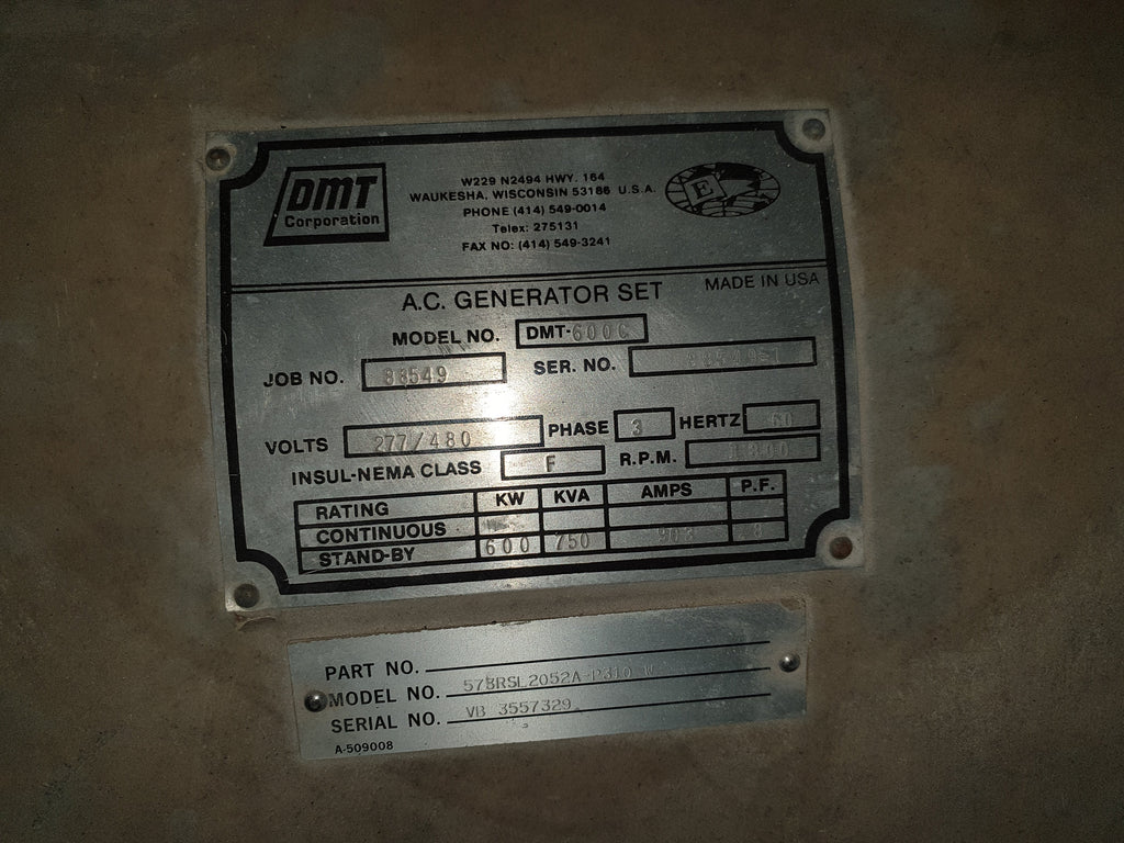 DMP Automatic Generator 3 Phase 750 KVA 277/480 Volt 60 Hz – IndSurp