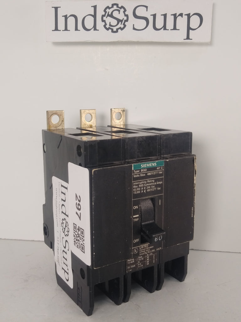 Siemens BQD Circuit Breaker 60 Amp 480Y/277 Volt 3 Pole Bolt On – IndSurp