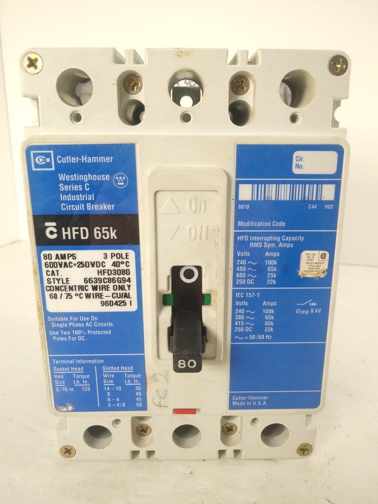 CH/Cutler Hammer Circuit Breaker 80 Amp 600 Volt 3 Pole – IndSurp