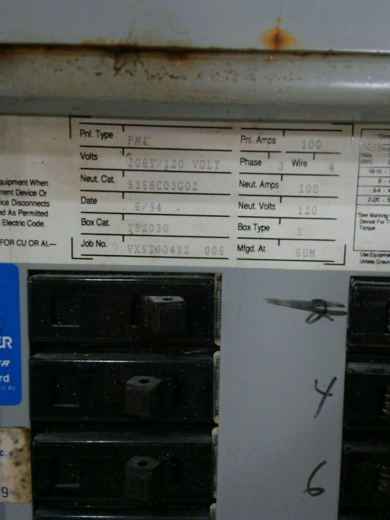 Challenger 100 Amp Panel With Breakers! 208Y/120 Volt 3 Phase 4 Wire ...