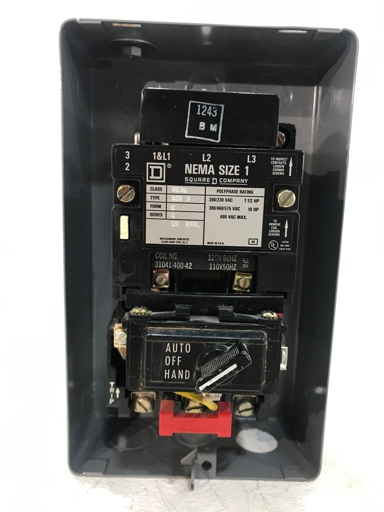 Square D Motor Starter 600 Volt 3 Phase 3 Wire – IndSurp