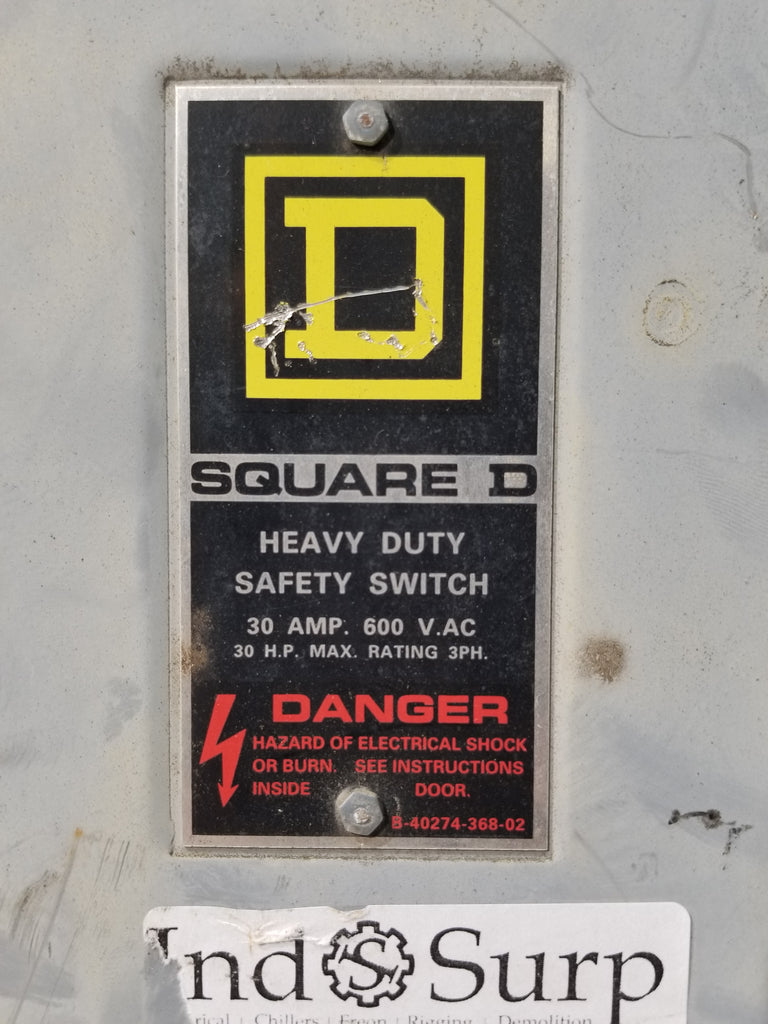 Square D Disconnect 30 Amp 600 Volt – IndSurp