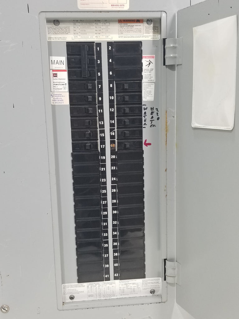 CH/Cutler Hammer PRL1 Panel With 40 Amp Main & Breakers 208Y/120 Volt ...