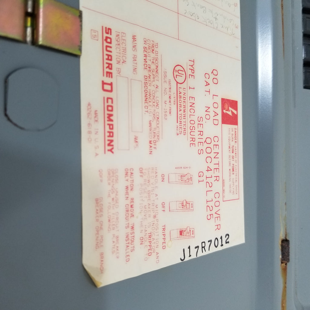 Square D Q Panel 125 Amp 208/120 Volt 3 Phase 4 Wire – IndSurp