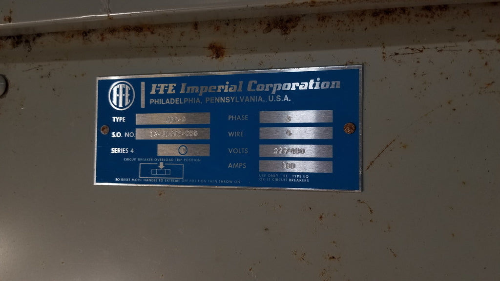 ITE CDP-4 Panel With Brealers! 100 Amp 480Y/277 Volt 3 Phase 4 Wire ...
