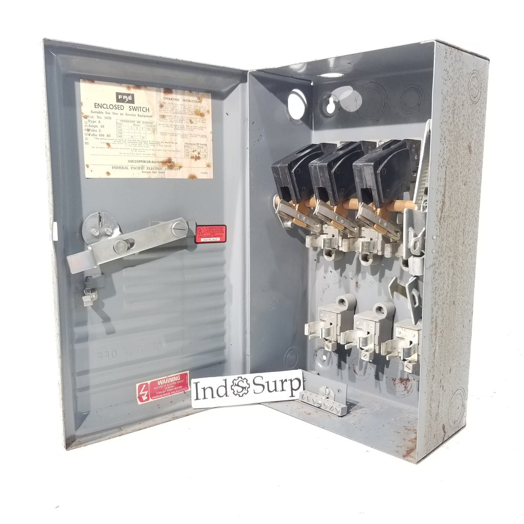 Federal Pacific Disconnect 60 Amp 600 Volt 3 Phase – IndSurp