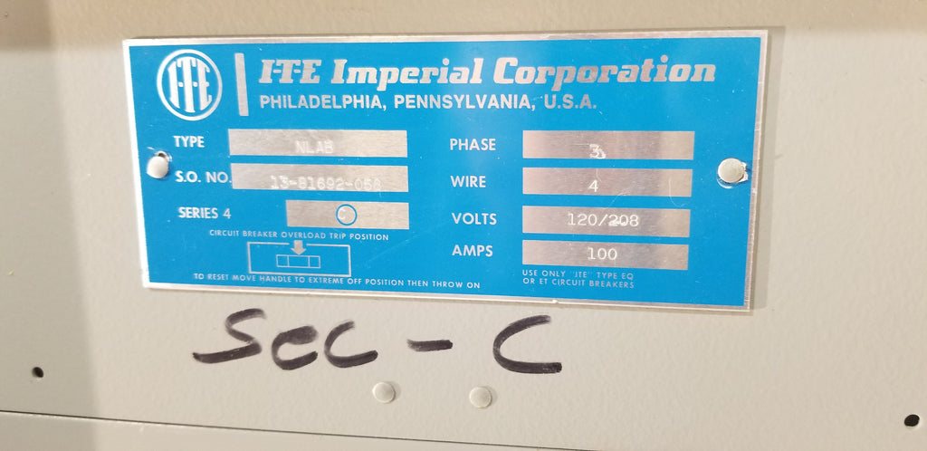 ITE NLAB 100 Amp Panel With Breakers 208Y/120 Volt 3 Phase 4 Wire – IndSurp