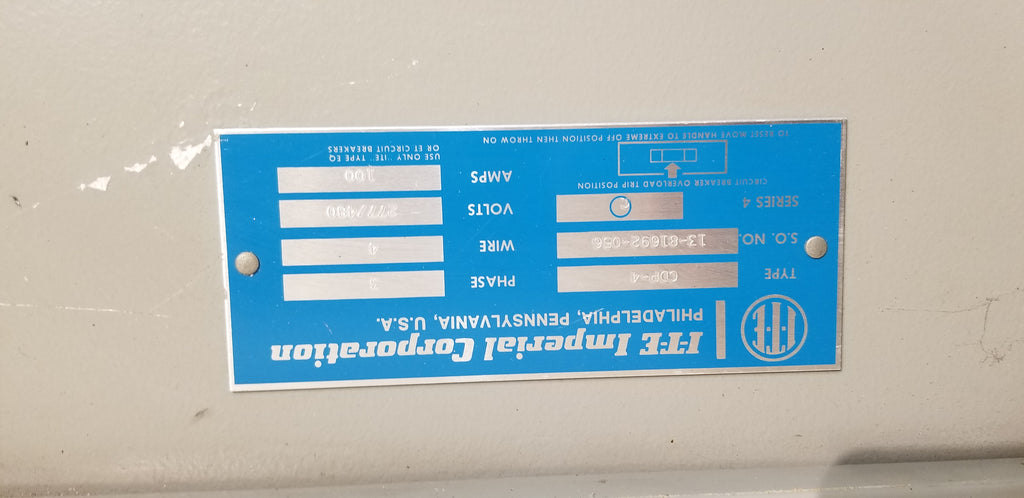 ITE 100 Amp Panel With Breakers 277/480 Volts 3 Phase 4 Wire – IndSurp