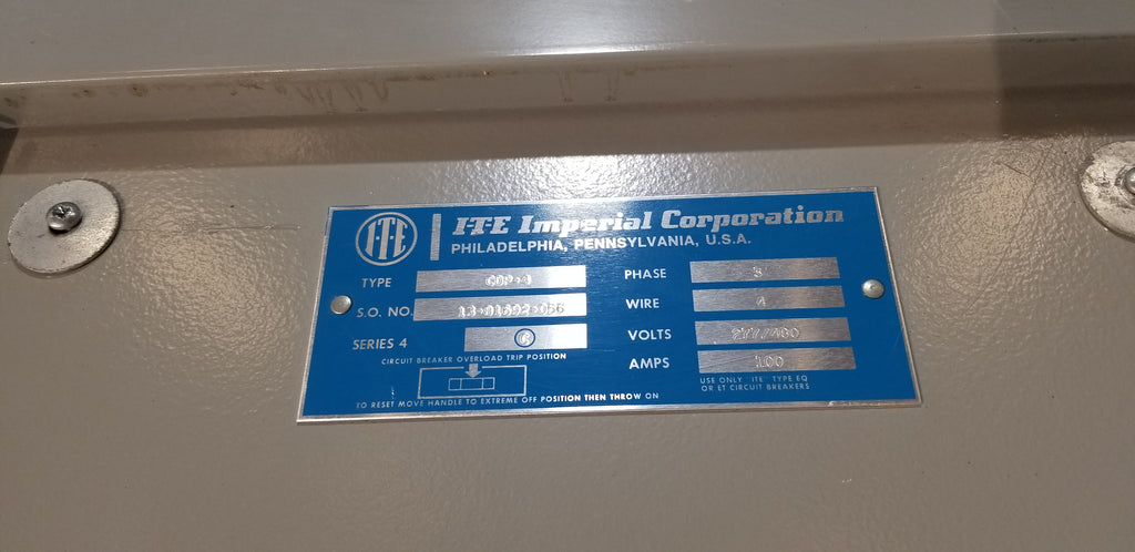 ITE 100 Amp Panel With Breakers ! 480Y/277 Volt 3 Phase 4 Wire – IndSurp